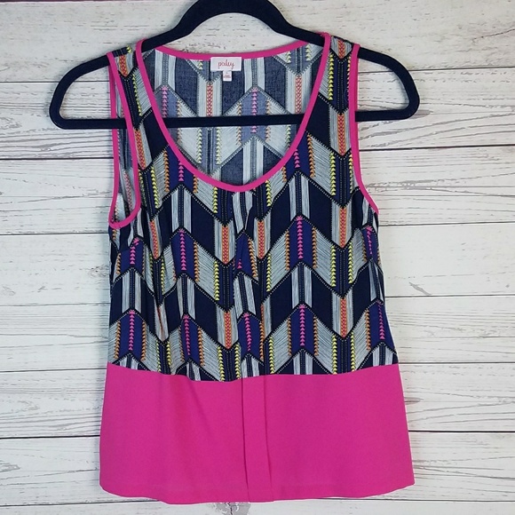 Pixley | Tops | Pixley Navy White Geometric Tank | Poshmark